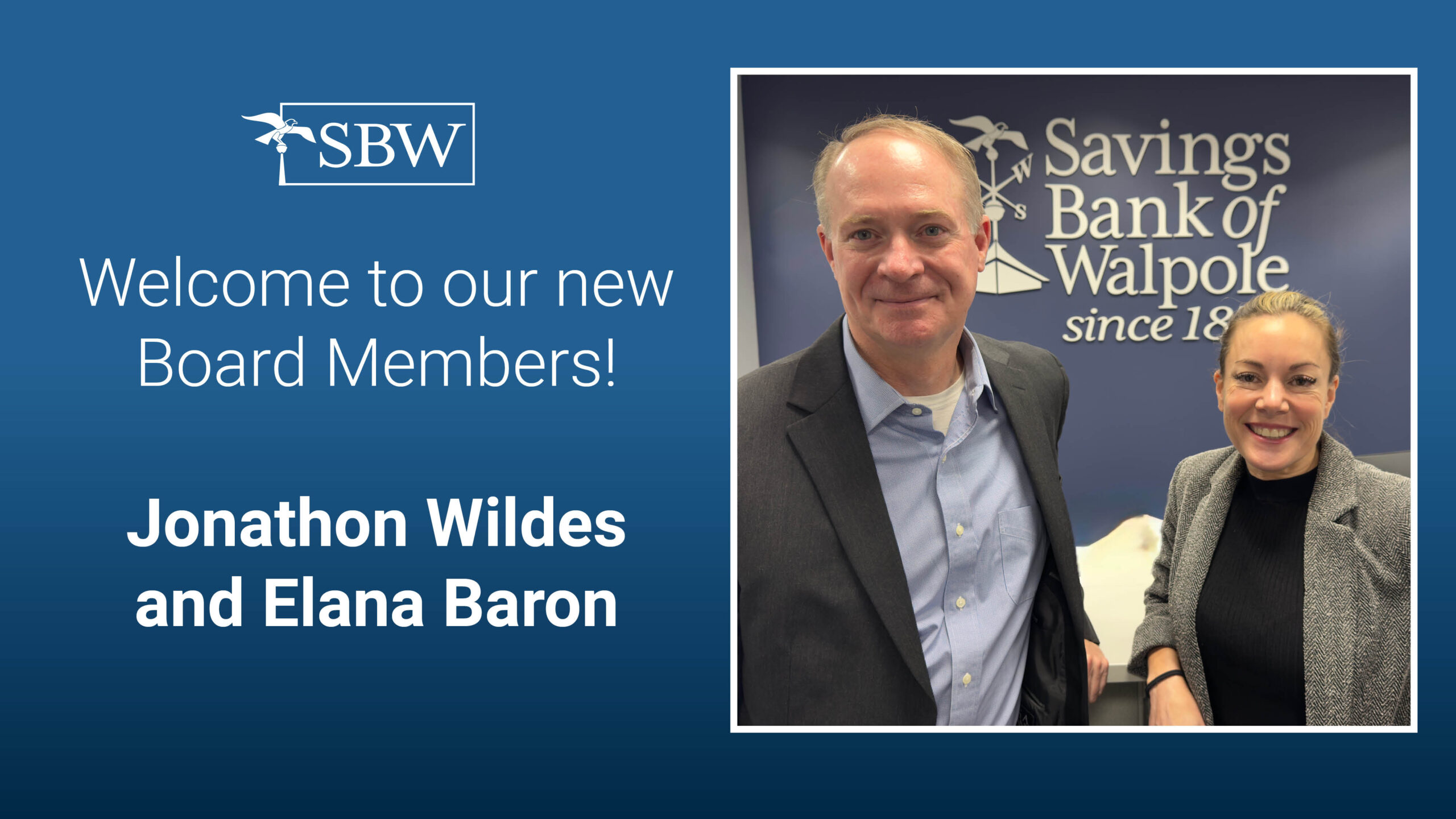 SBW Welcomes Two New Directors - New Hampshire Mutual Bancorp
